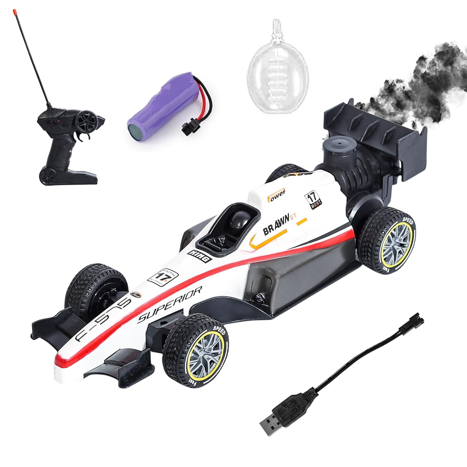 AMAFLIP Rc Car Remote Control 2Wd F1 Car for Boys with Smoke Spray for ...
